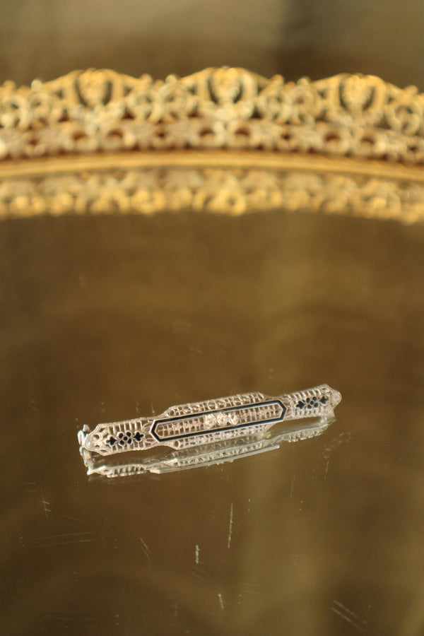 1920s Art Deco Sterling Silver Bar Pin Brooch | Vintage - David Peck