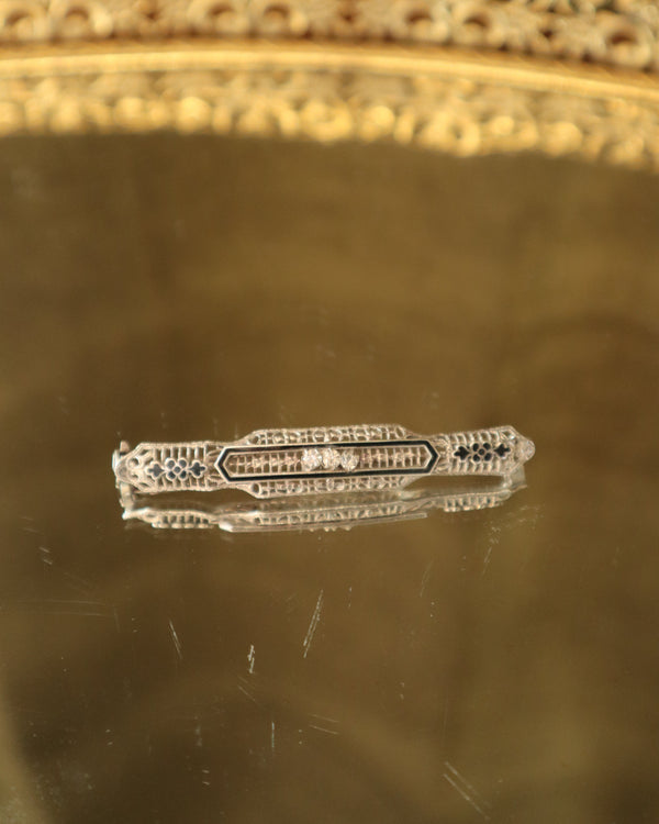 1920s Art Deco Sterling Silver Bar Pin Brooch | Vintage - David Peck