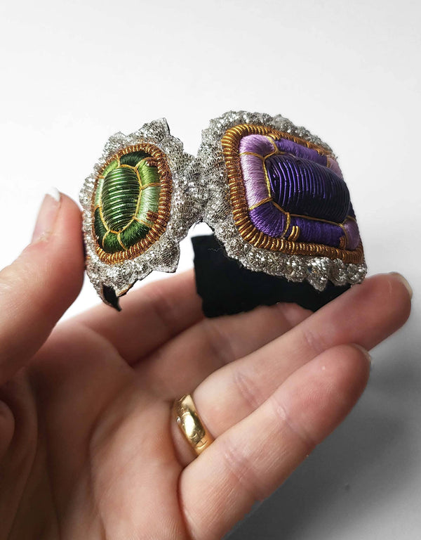 Bracelet | Youkounkoun Amethysts & Peridots - Wide Cuff | Céleste Moga ...